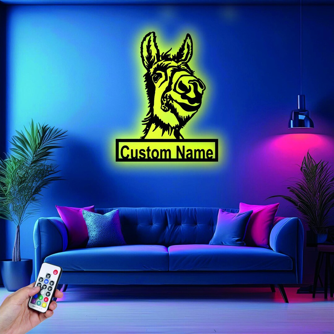 Custom Wonky Donkey Metal Wall Art With LED Light, Personalized Donkey ...
