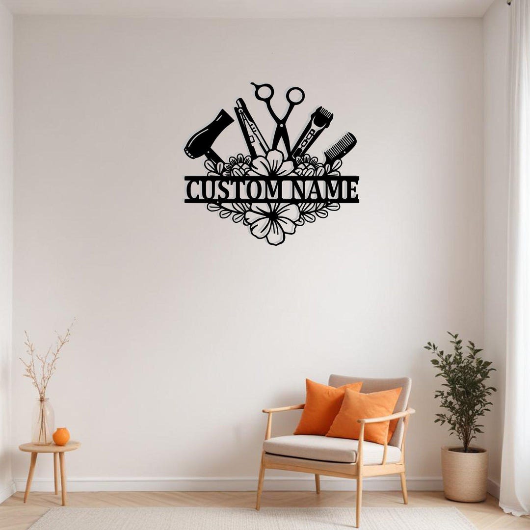 Custom Hair Stylist Metal Wall Art, Personalized Hair Salon Decoration ...