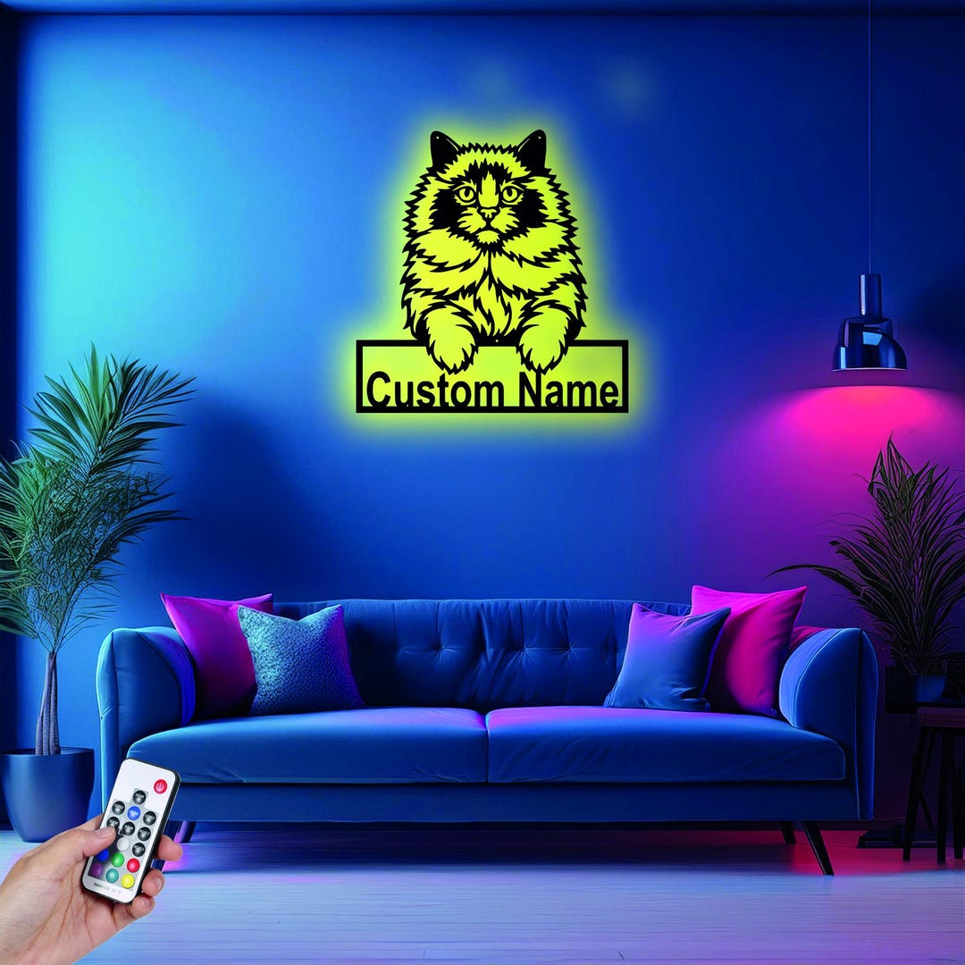 Custom Ragdoll Cat Metal Wall Art With Led Light, Personalized Ragdoll ...