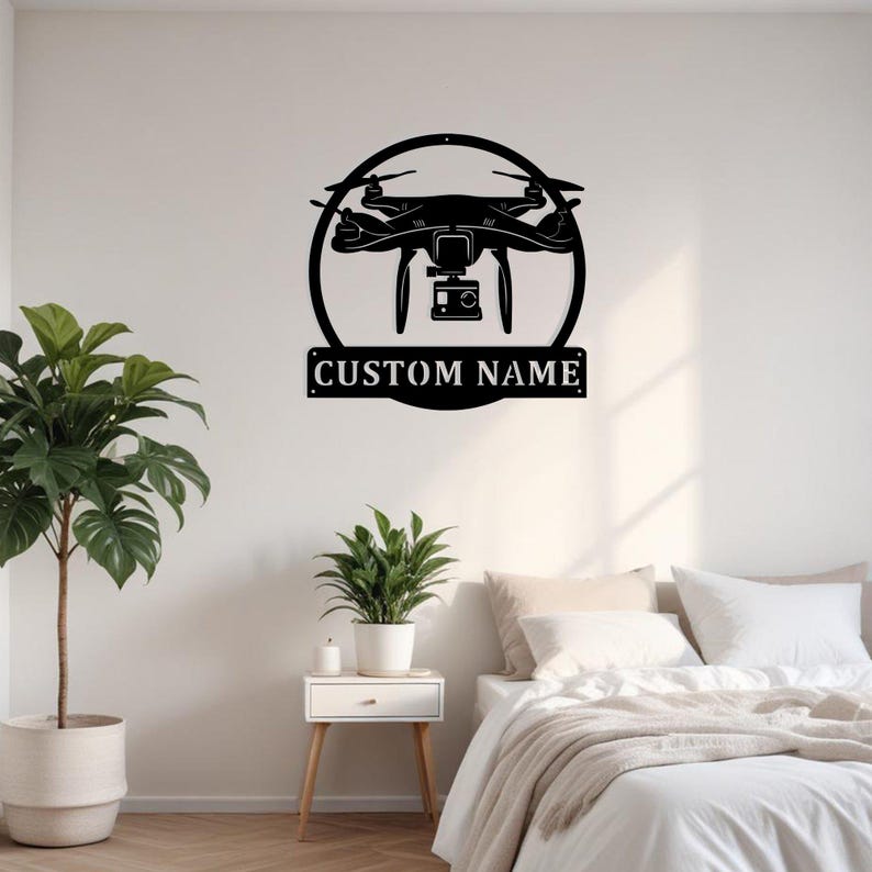Custom Drone Metal Wall Art, Personalized Drone Decoration for Room ...