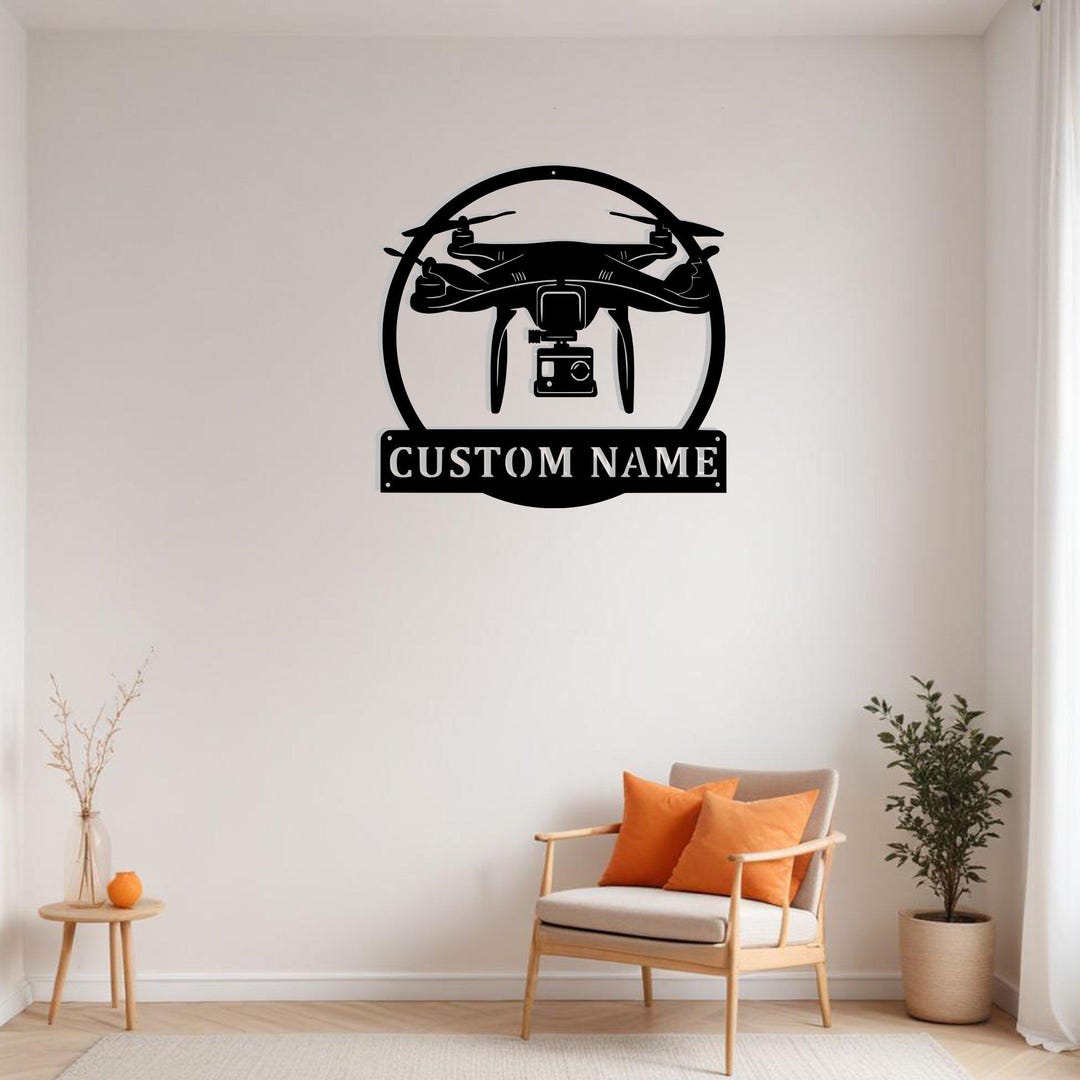 Custom Drone Metal Wall Art, Personalized Drone Decoration for Room ...