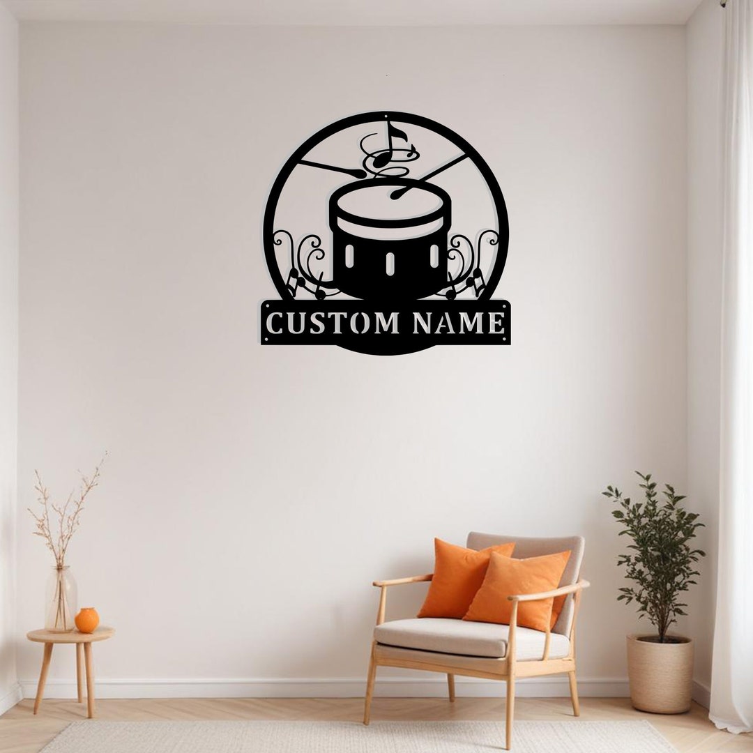 Custom Bass Drum Metal Wall Art, Personalized Drummer Decoration for ...