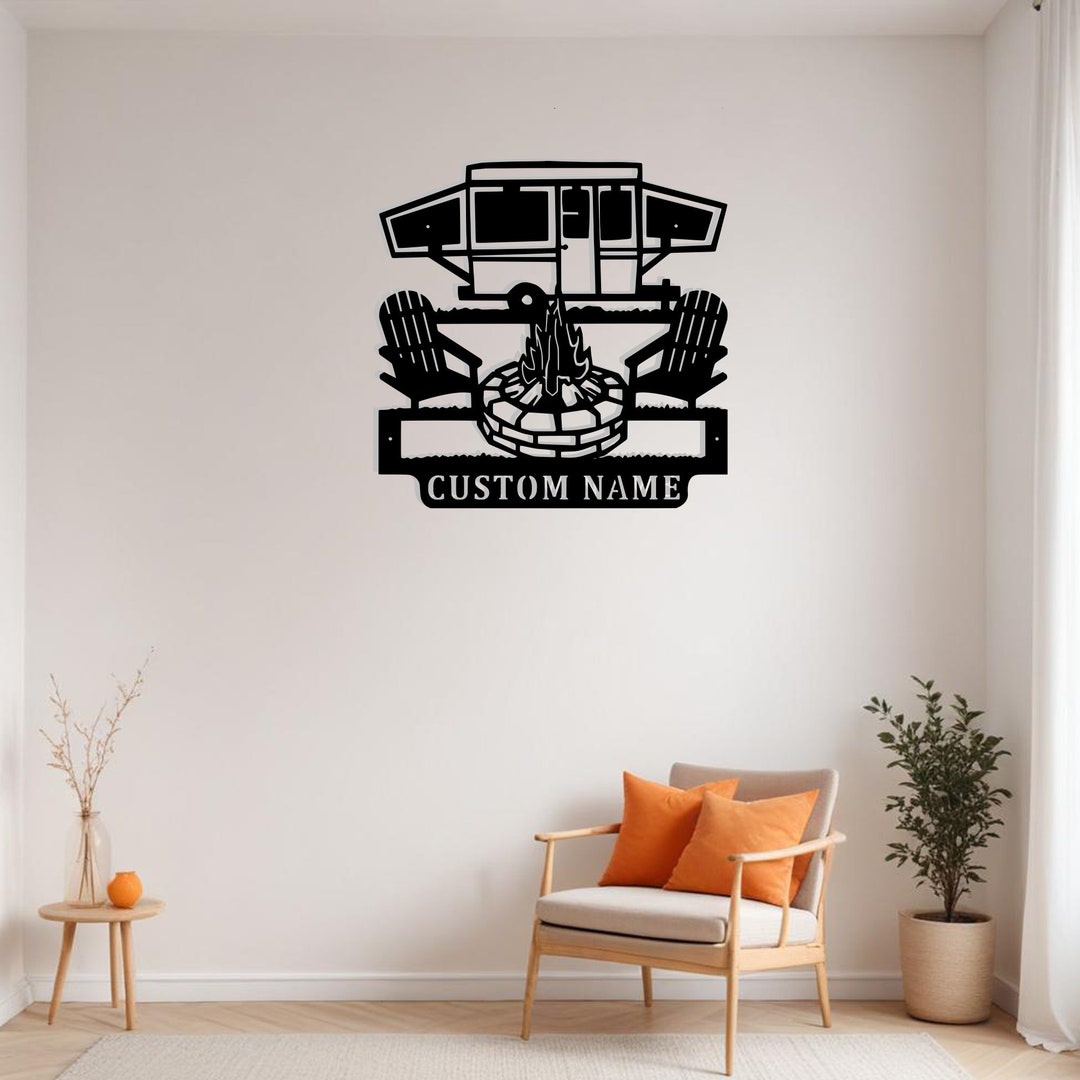 Custom Camping Car Metal Wall Art, Personalized Camping Decoration for ...