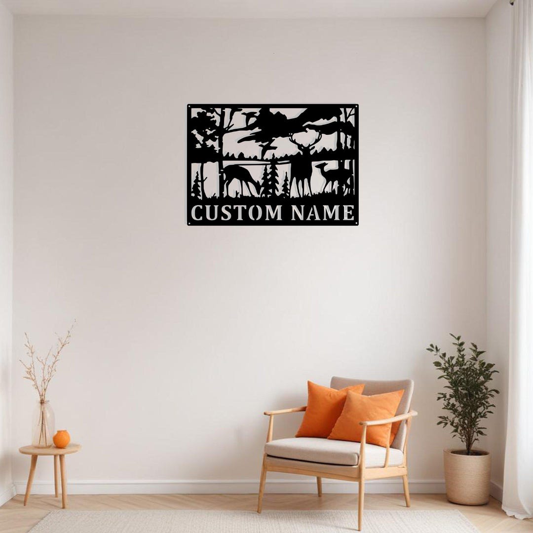 Custom Deer Wildlife Metal Wall Art, Personalized Deer Hunter ...