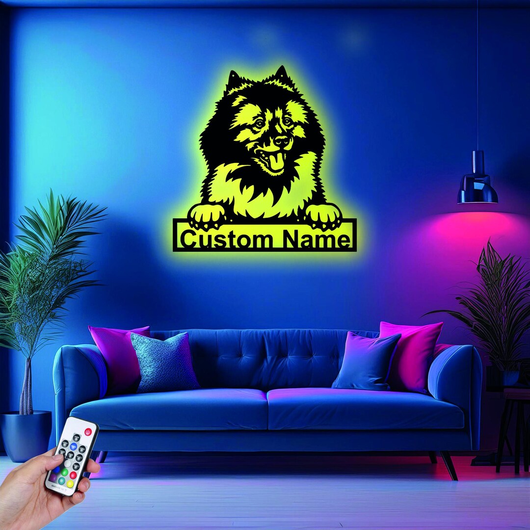 Custom Wolf Spitz Dog Metal Wall Art With LED Light, Personalized Wolf ...