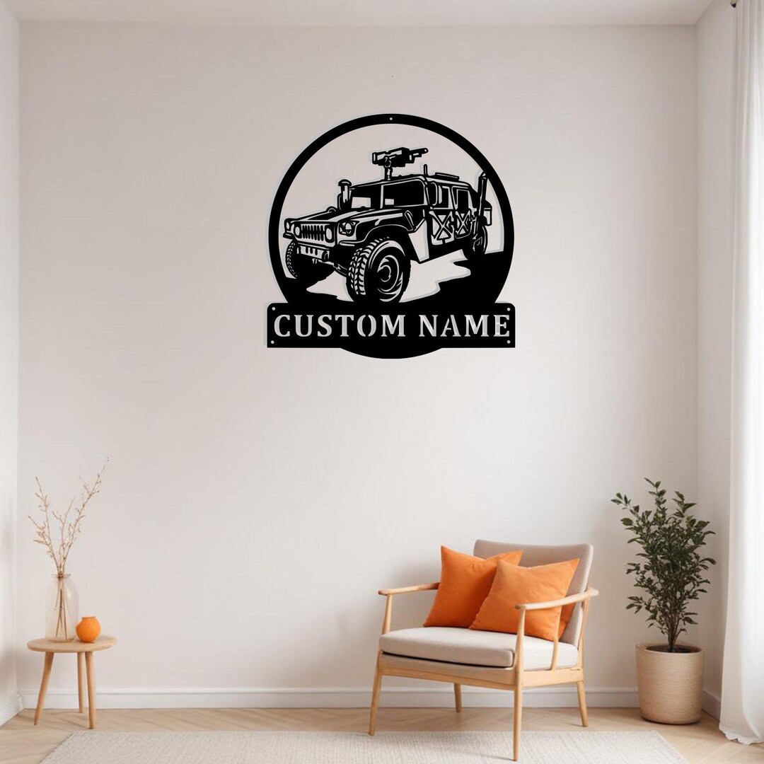 Custom Humvee Metal Wall Art With LED Light, Personalized Humvee Name ...