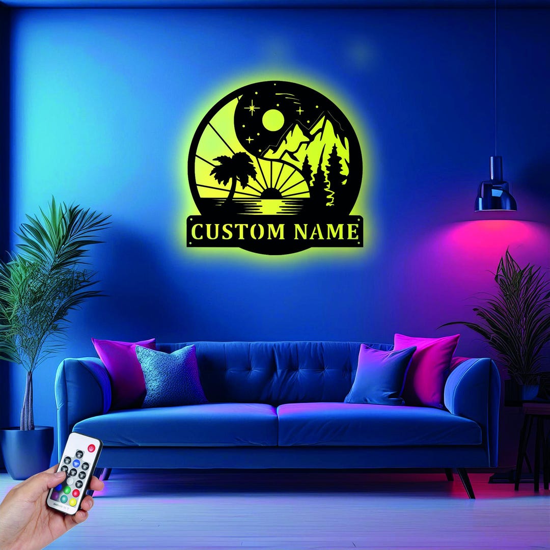 Custom Yin Yang Sun and Moon Metal Wall Art With LED Light ...