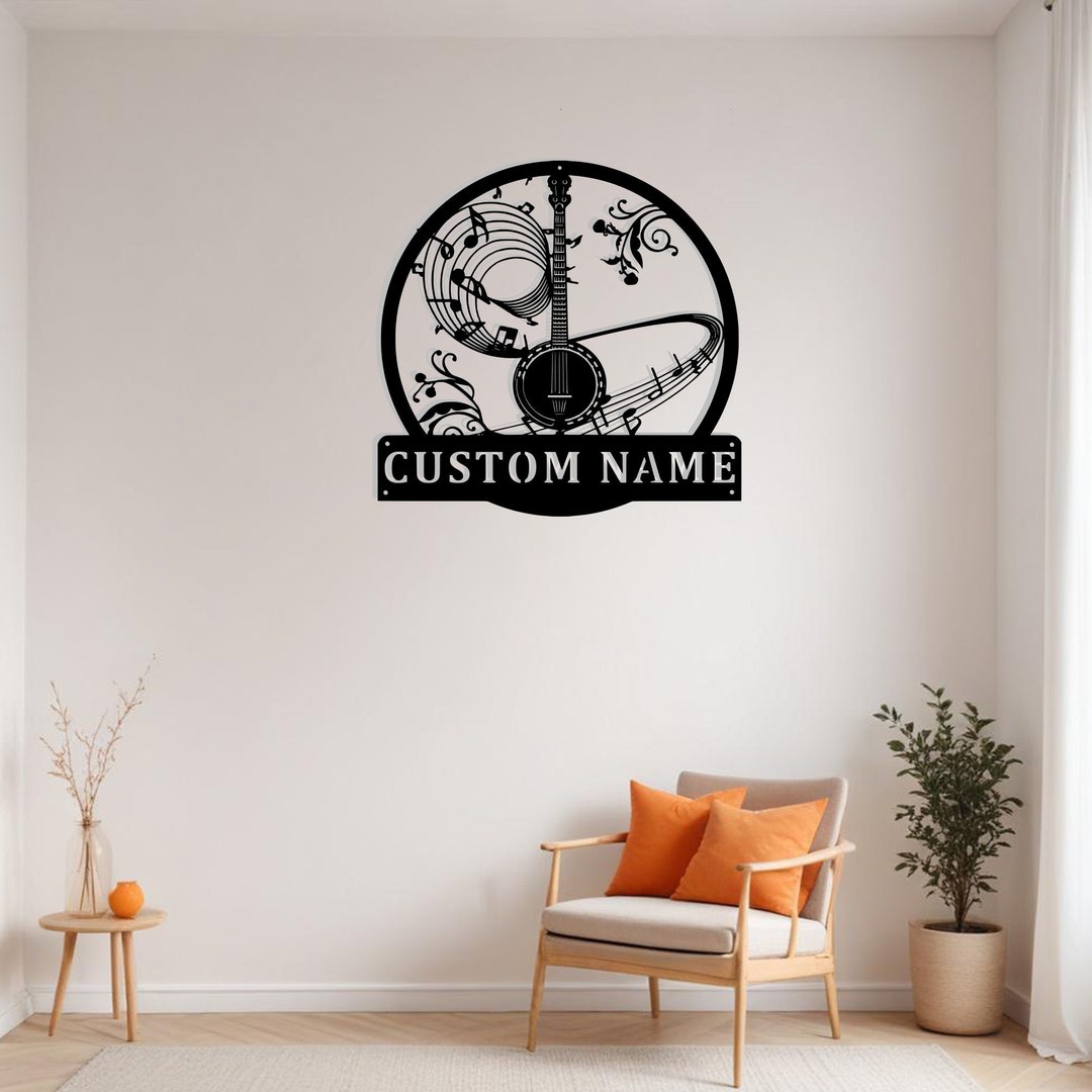 Custom Banjo Metal Wall Art, Personalized Banjo Decoration for Room ...