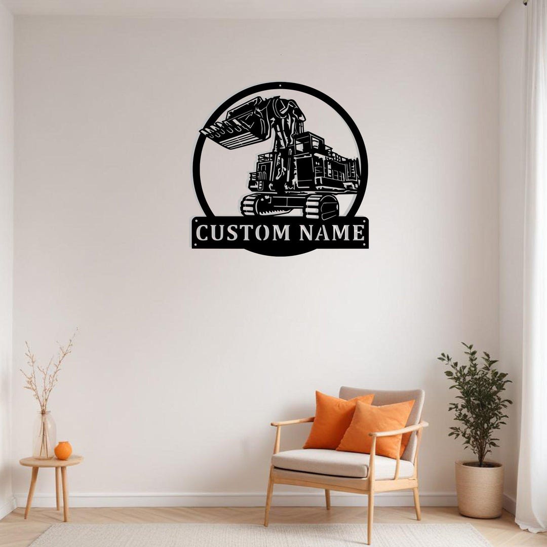 Custom Excavator Construction Metal Wall Art, Personalized Excavator ...