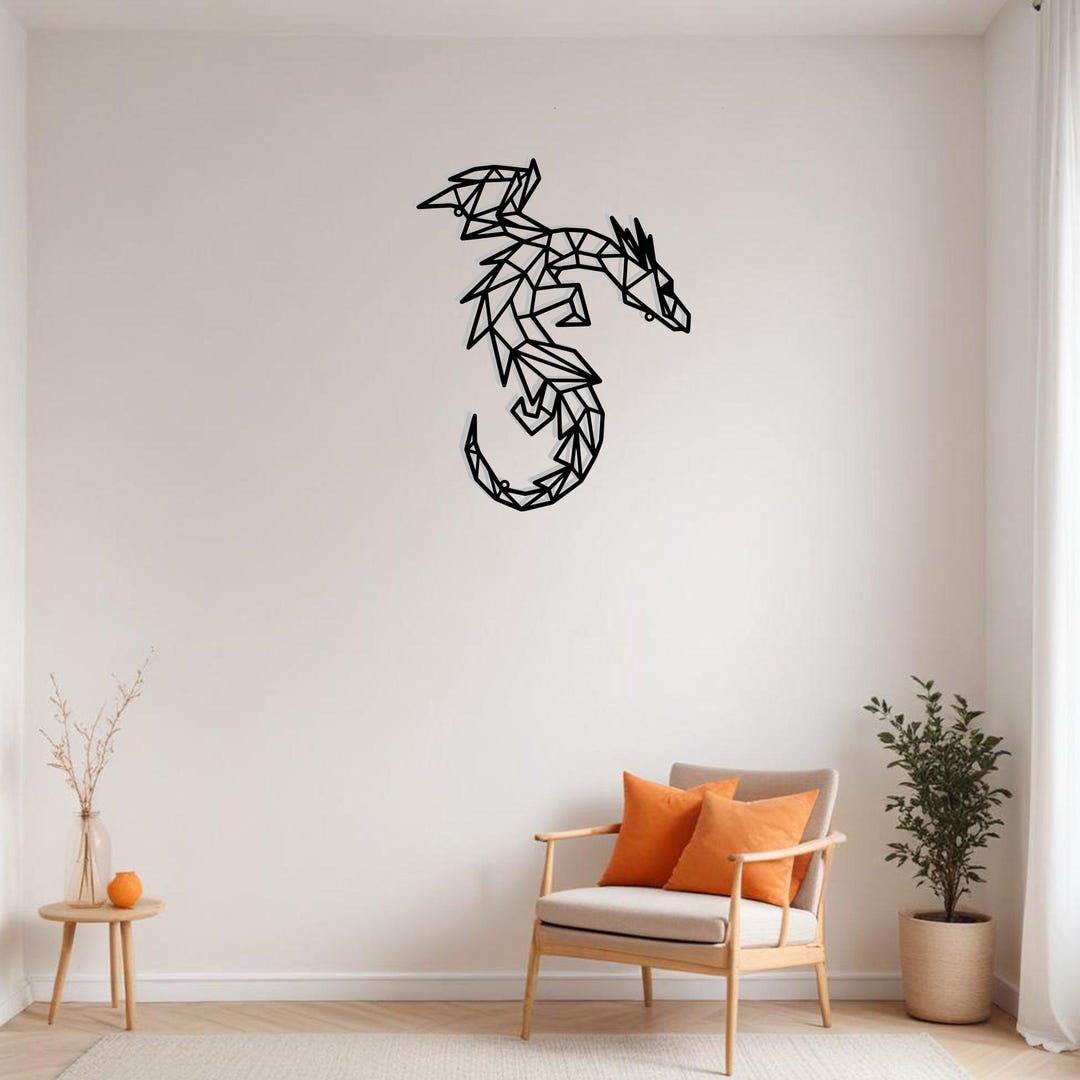 Custom Dragon Geometric Metal Wall Art, Personalized Dragon Decor for ...