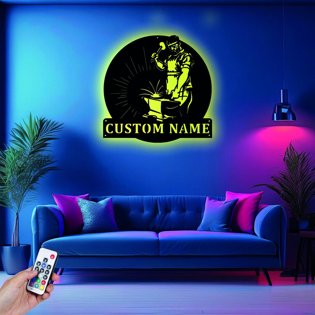 Custom Welder Blacksmith Metal Wall Art With LED Light, Personalized ...