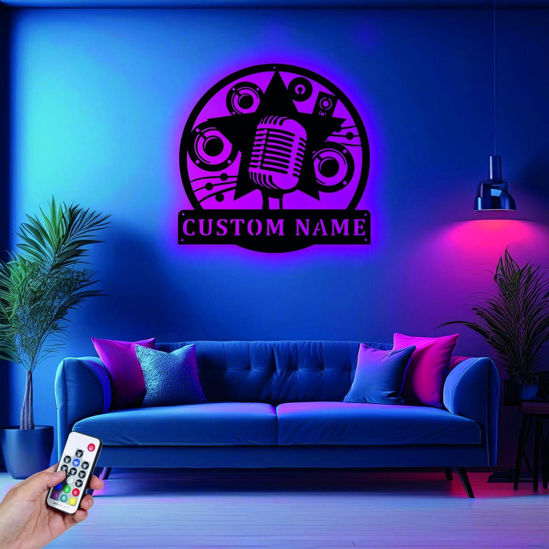 Custom Karaoke Musical Metal Wall Art With LED Light, Personalized ...