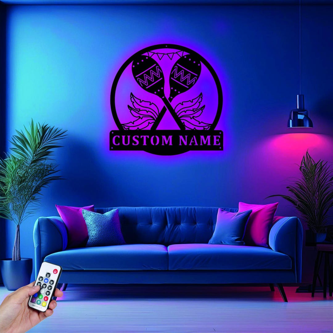 Custom Maracas Musical Instrument Metal Wall Art With LED Light ...