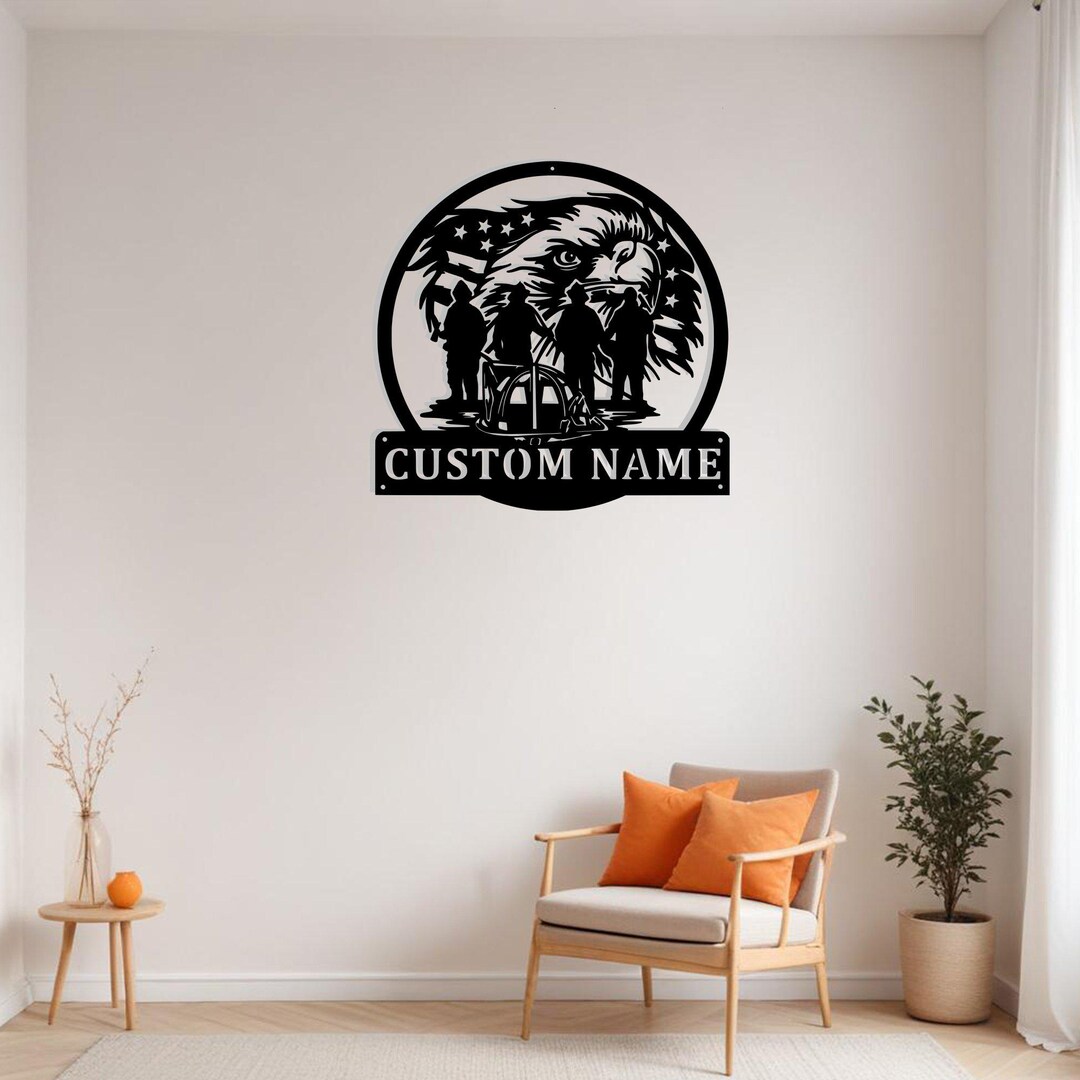 Custom Fire Fighter Metal Wall Art, Personalized Firefighter Decoration ...