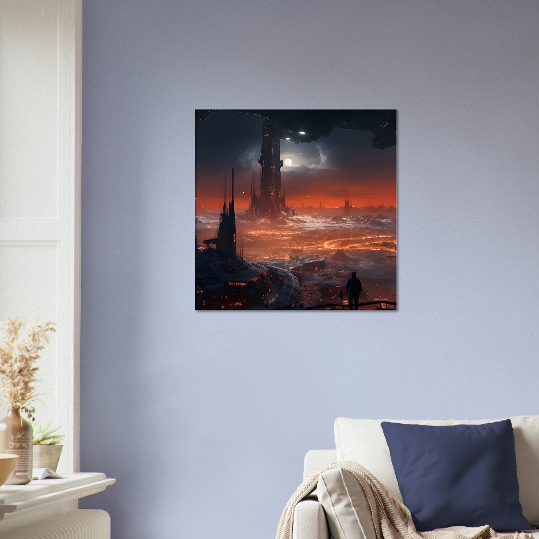 Sci Fi Print on Canvas, Science Fiction Hanging Art, Red Planet, Darrow ...