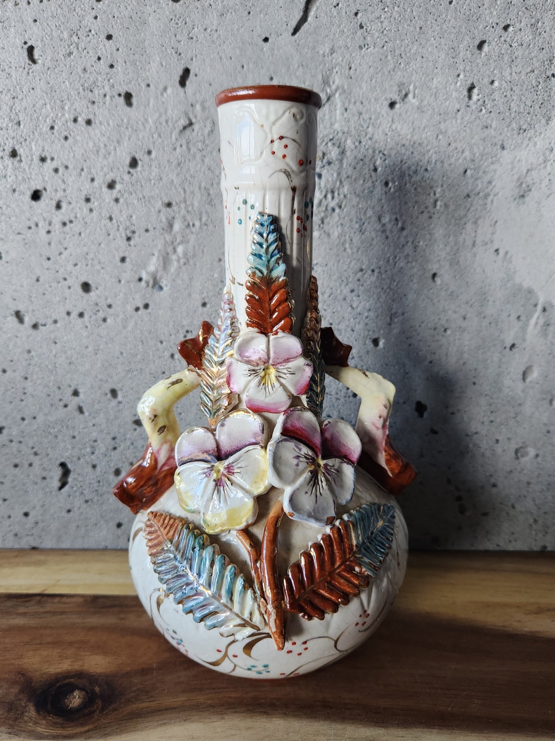 Vintage Rare Floral Pottery Vase-made in England-chic Decor-england 120 ...