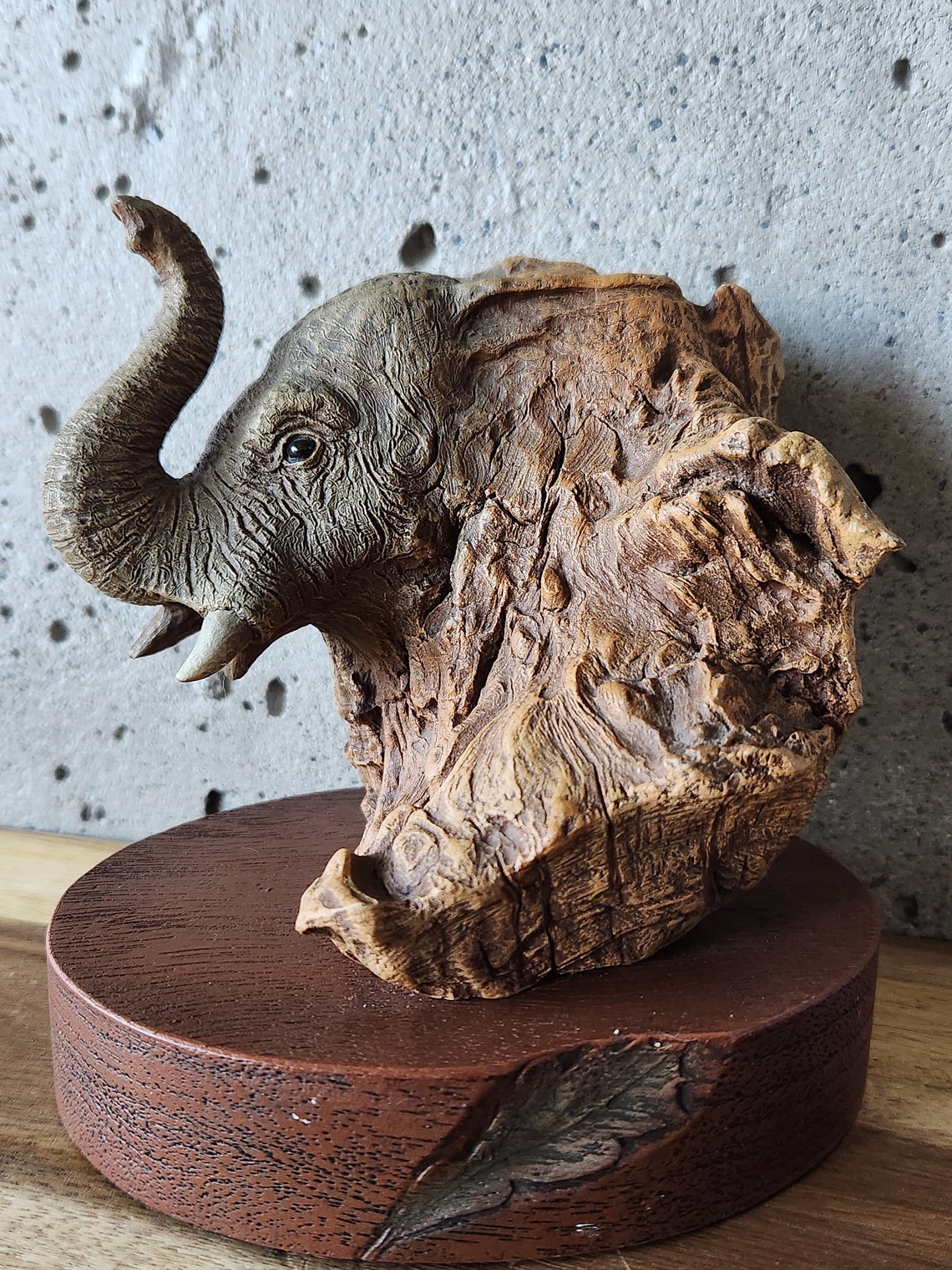 Vintage Rick Cain Wood Carved Elephant Sculpture-pathfinder Limited ...