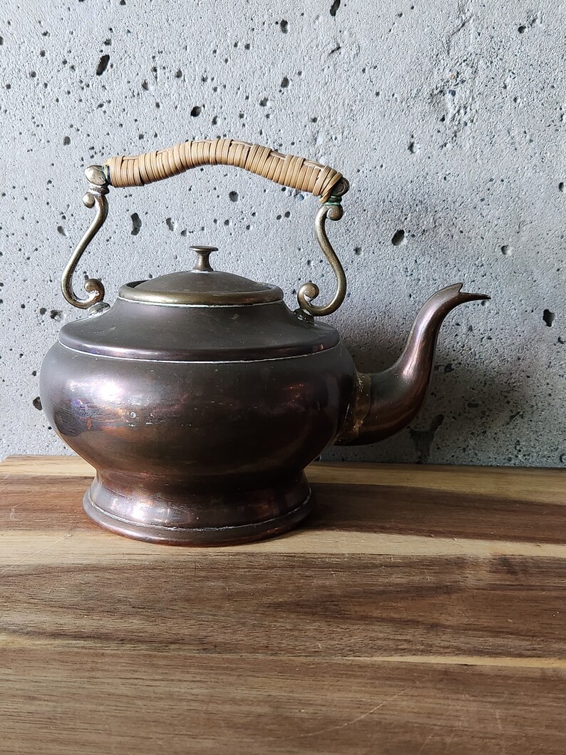 Vintage Copper & Brass Teapot-antique Tea Kettle-rustic-copper Tea ...