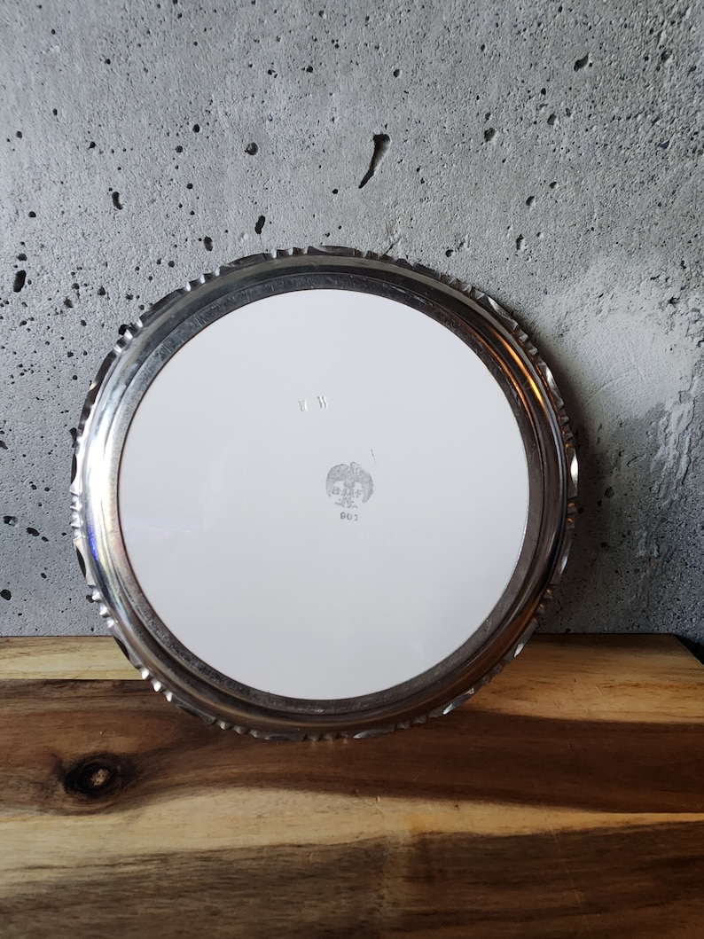 Antique BMF Silver Rim Porcelain Tile Serving Tray-floral Designed ...