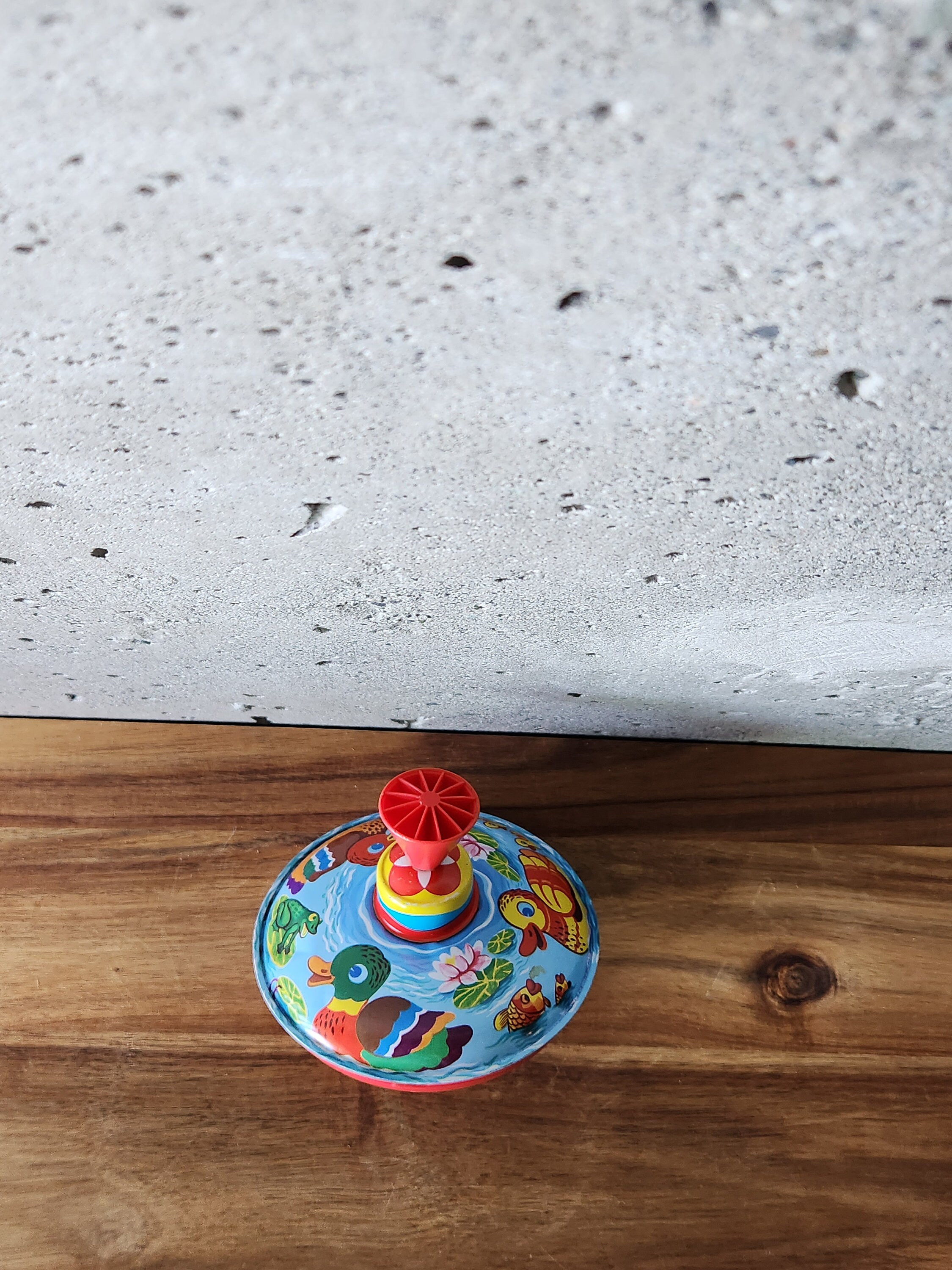 Vintage Tin Litho Spinning Top Toy-colorful Lake Wildlife Design-retro ...