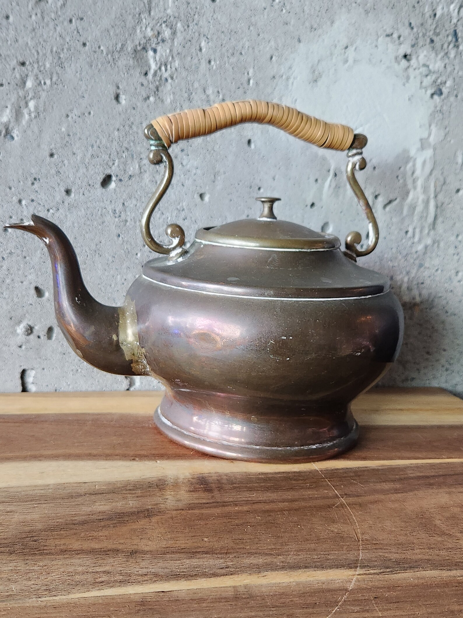 Vintage Copper & Brass Teapot-antique Tea Kettle-rustic-copper Tea ...
