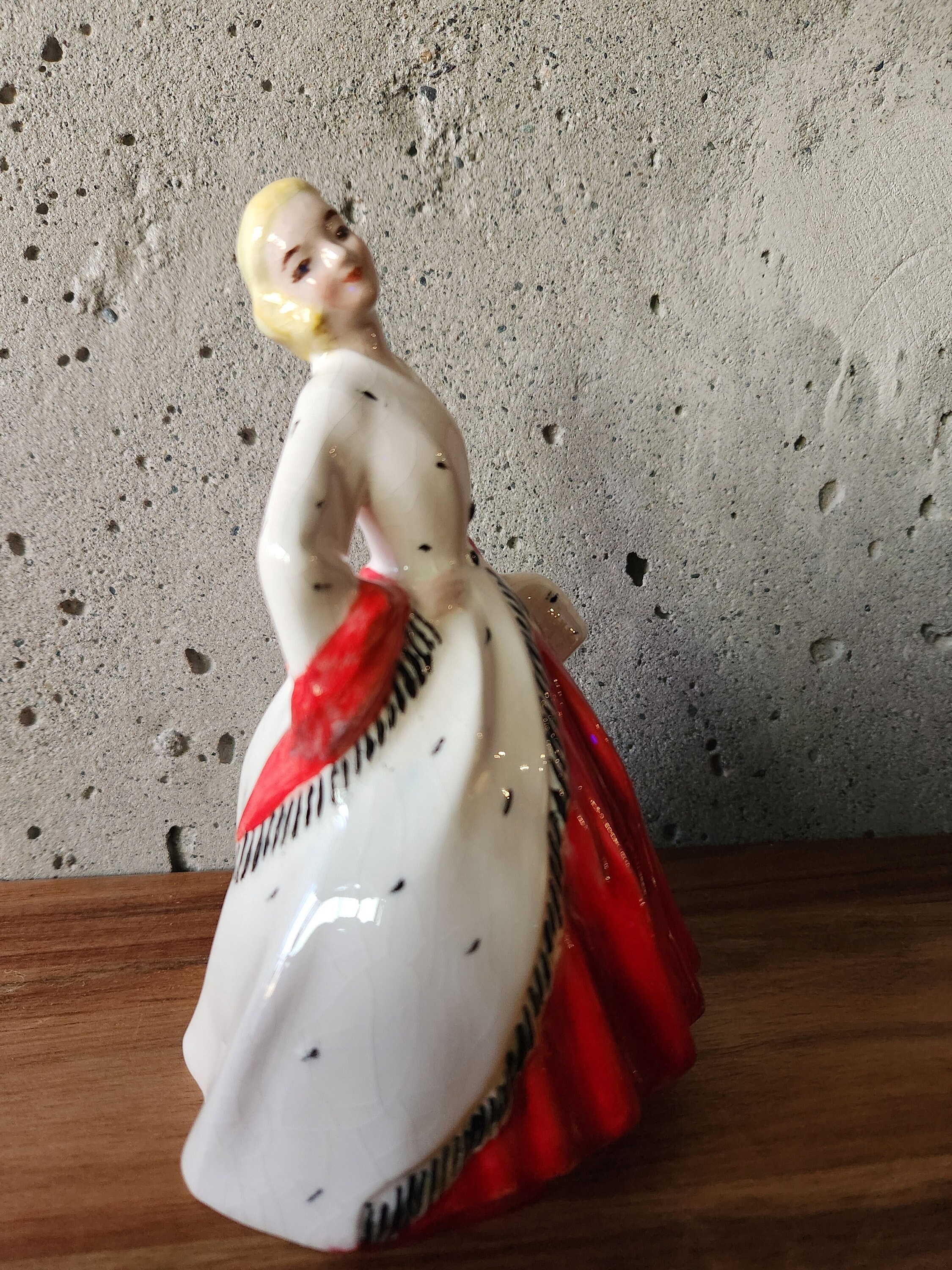Vintage Ermine Coat Porcelain Figurine-lady in Red Dress-collectible ...