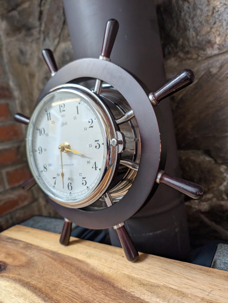 Vintage Schatz Lectromarin Nautical Ship Wheel Clock-works-battery ...