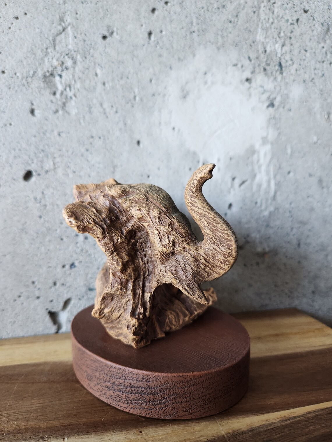 Vintage Rick Cain Wood Carved Elephant Sculpture-pathfinder Limited ...