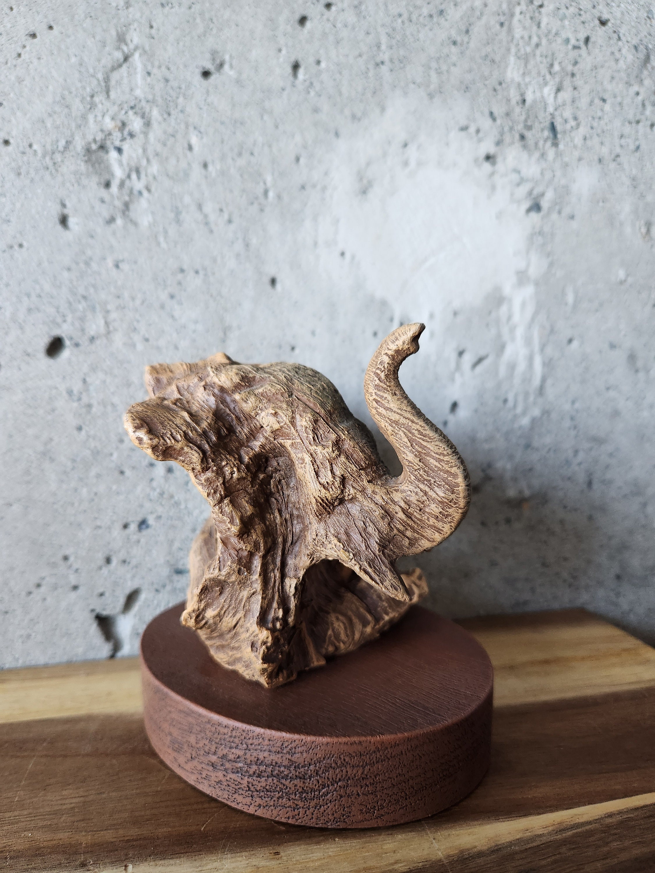 Vintage Rick Cain Wood Carved Elephant Sculpture-pathfinder Limited ...