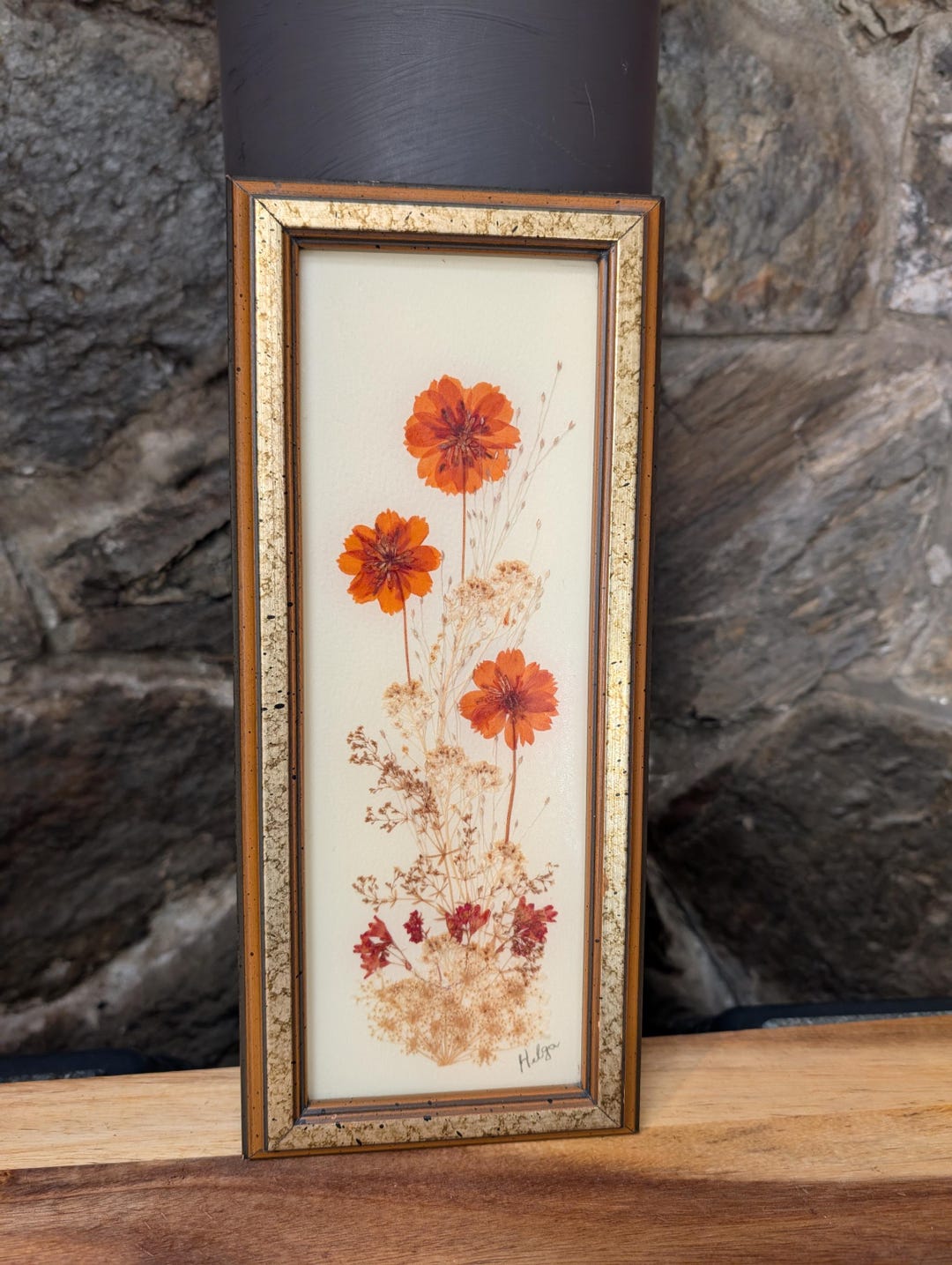 Vintage Helga's Originals Framed Pressed Flowers & Grass Sealed in ...