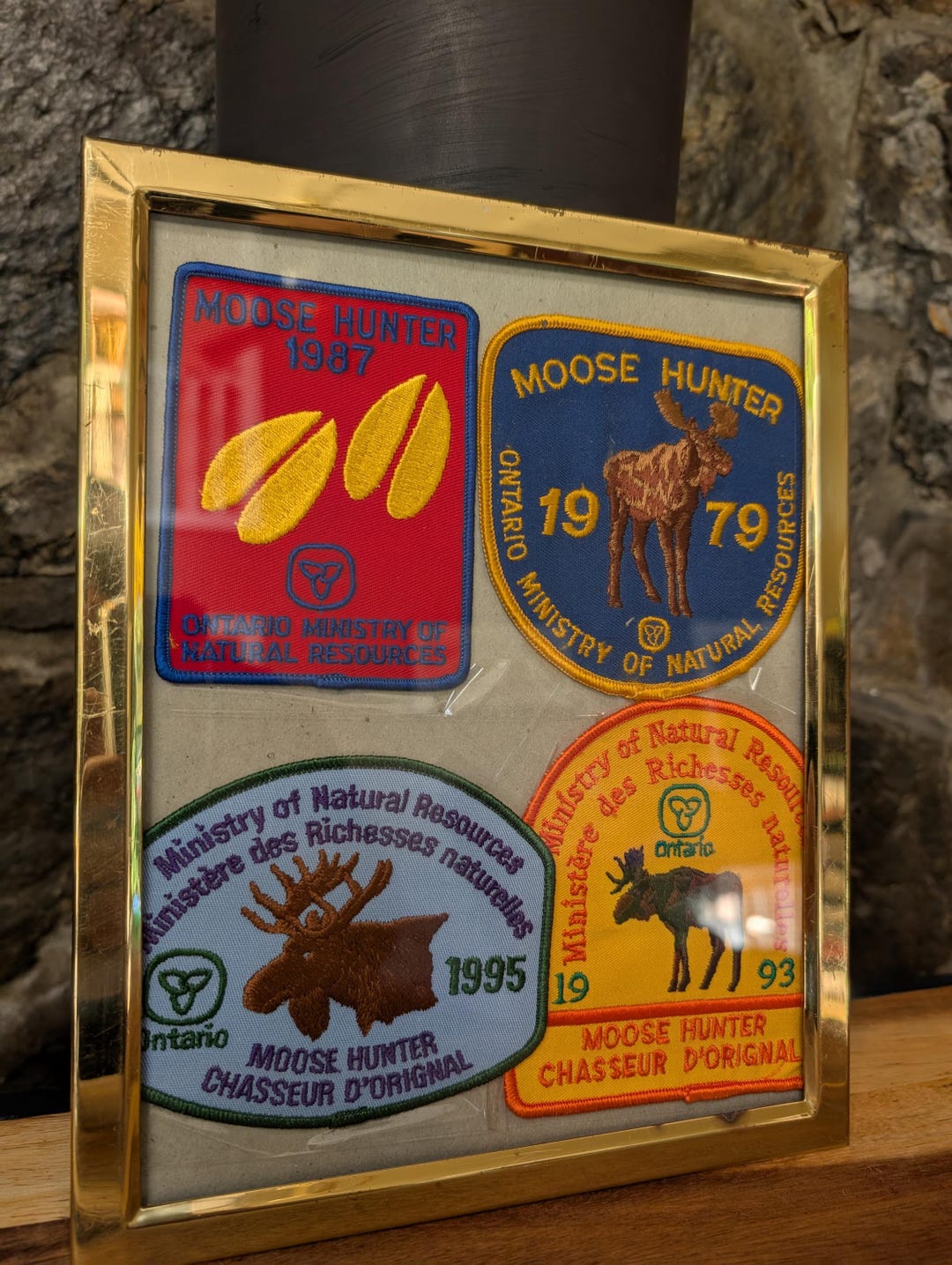 Vintage Frame of 4 Moose Hunter Patches-ontario Canada-vintage Patches ...