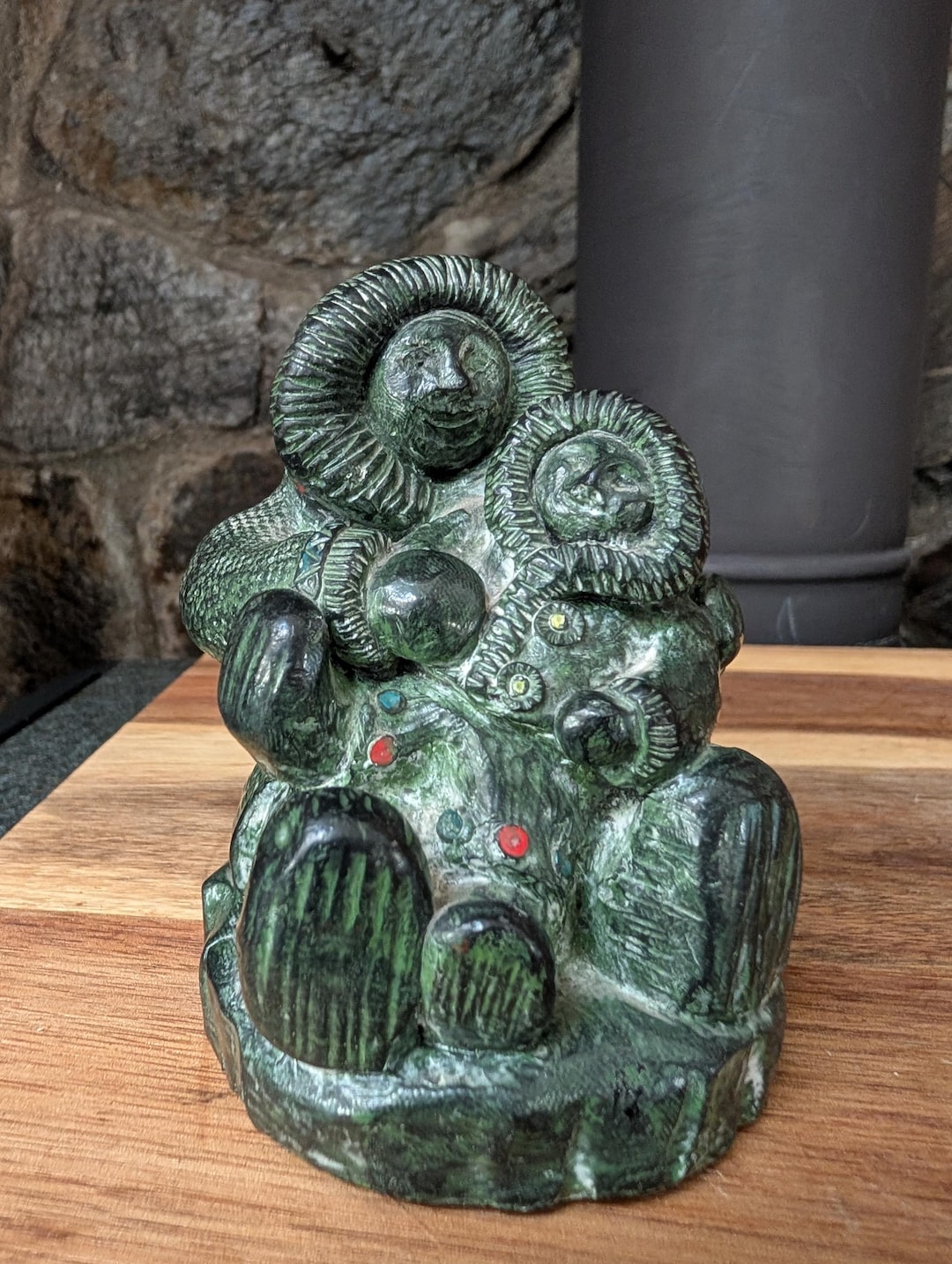Vintage Wolf Original Sculpture-eskimo Mother With Child-hand Made in ...