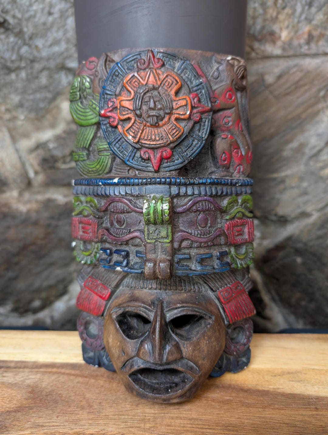 Vintage Carved Mayan Aztec Wall Art-few Chips-heavy-wall Hanging-wall ...