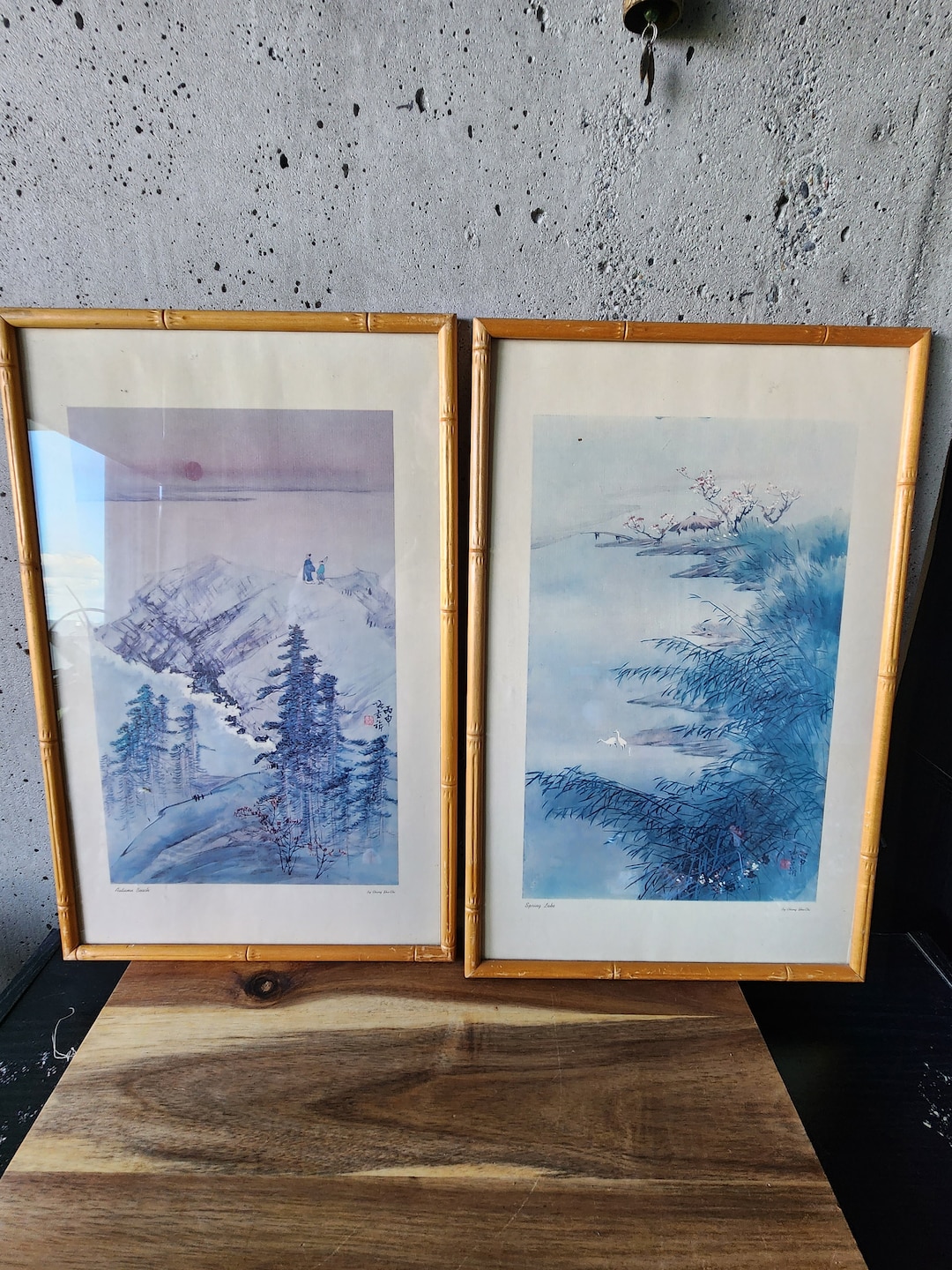 Vintage Pair of Chang Shu Chi Prints-bamboo Frames-artist Signed ...