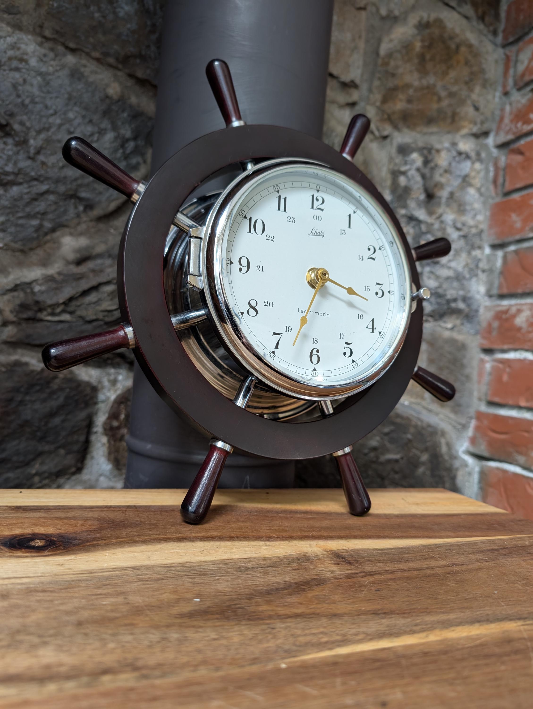 Vintage Schatz Lectromarin Nautical Ship Wheel Clock-works-battery ...