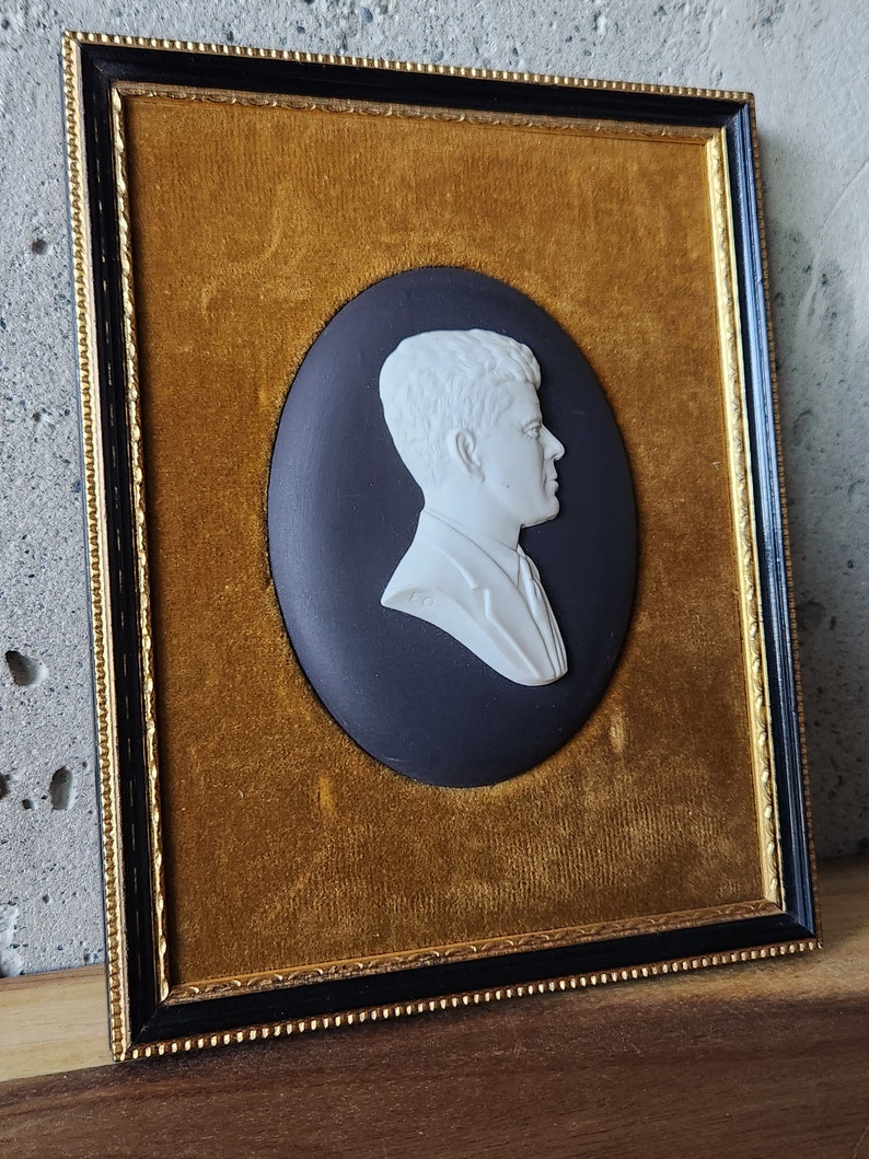 Vintage Wedgwood Black Jasperware Medallion Plaque of John F Kennedy ...