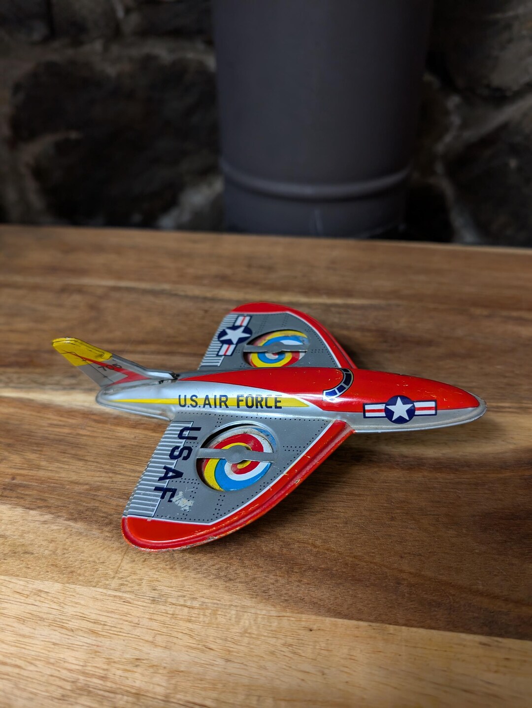 Vintage HB-2 U.S. Air Force Tin Litho Friction Jet Toy-made in Japan by ...