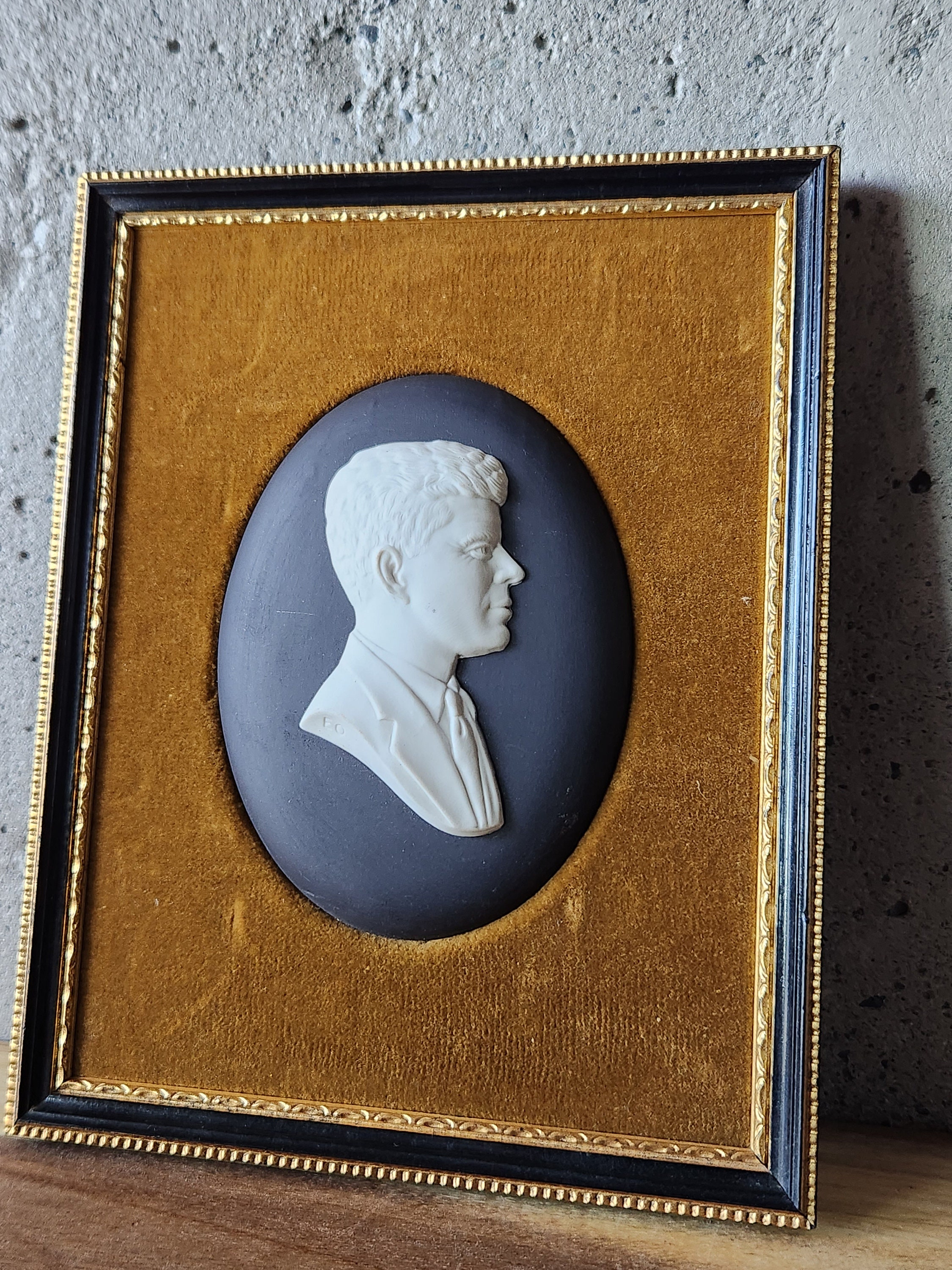 Vintage Wedgwood Black Jasperware Medallion Plaque of John F Kennedy ...