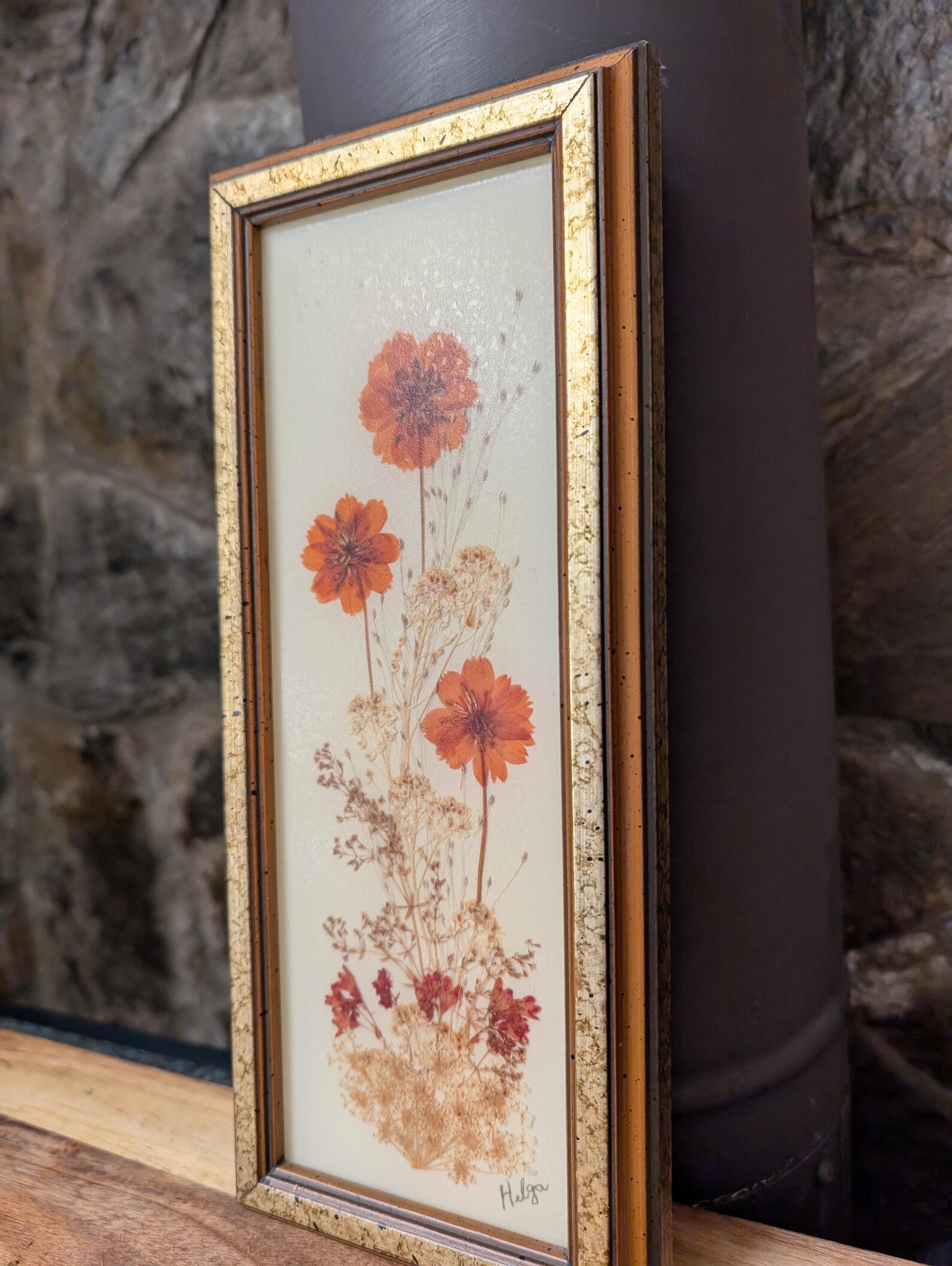Vintage Helga's Originals Framed Pressed Flowers & Grass Sealed in ...