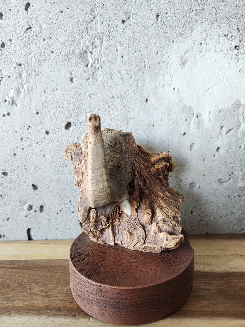 Vintage Rick Cain Wood Carved Elephant Sculpture-pathfinder Limited ...