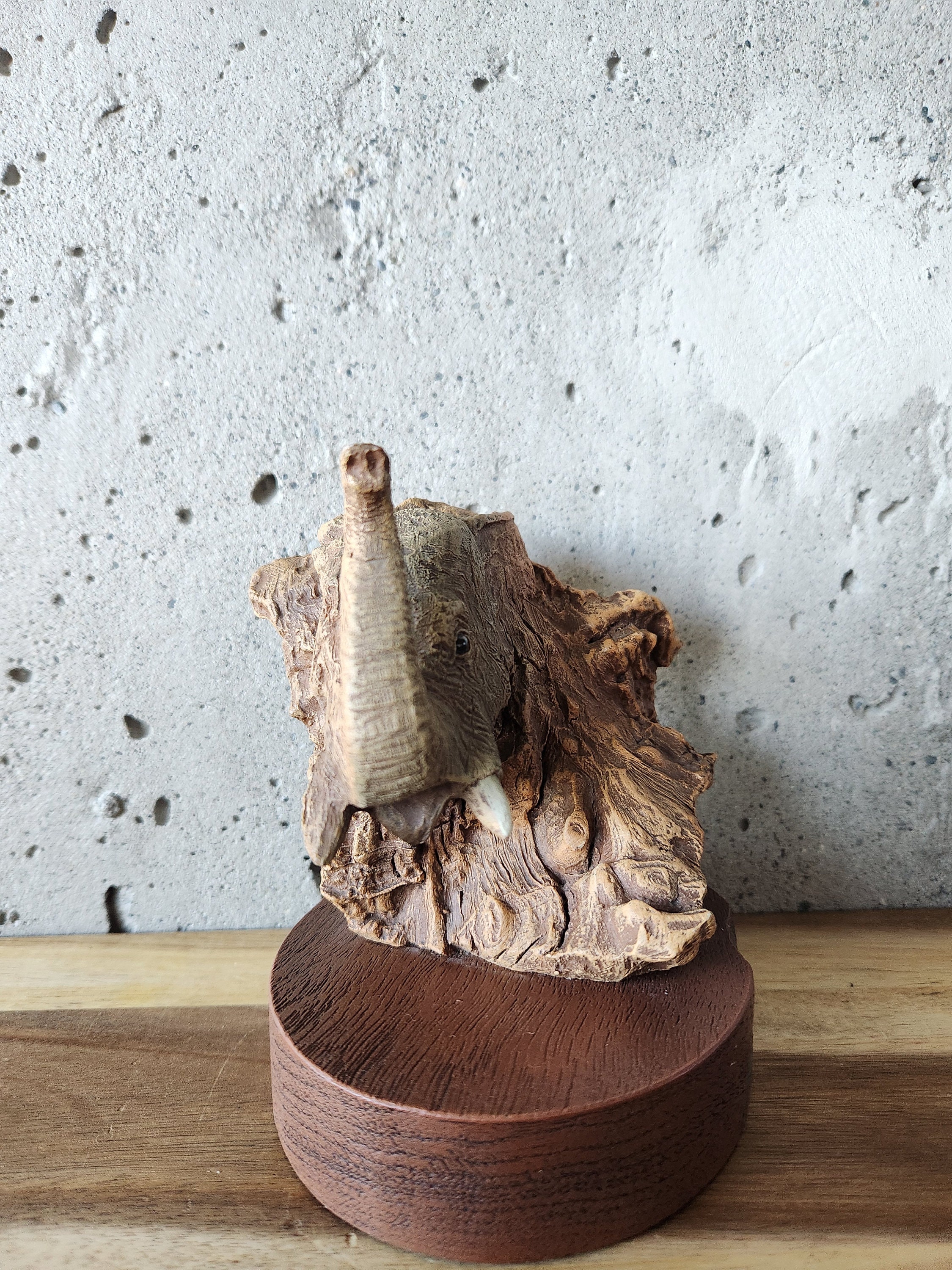 Vintage Rick Cain Wood Carved Elephant Sculpture-pathfinder Limited ...