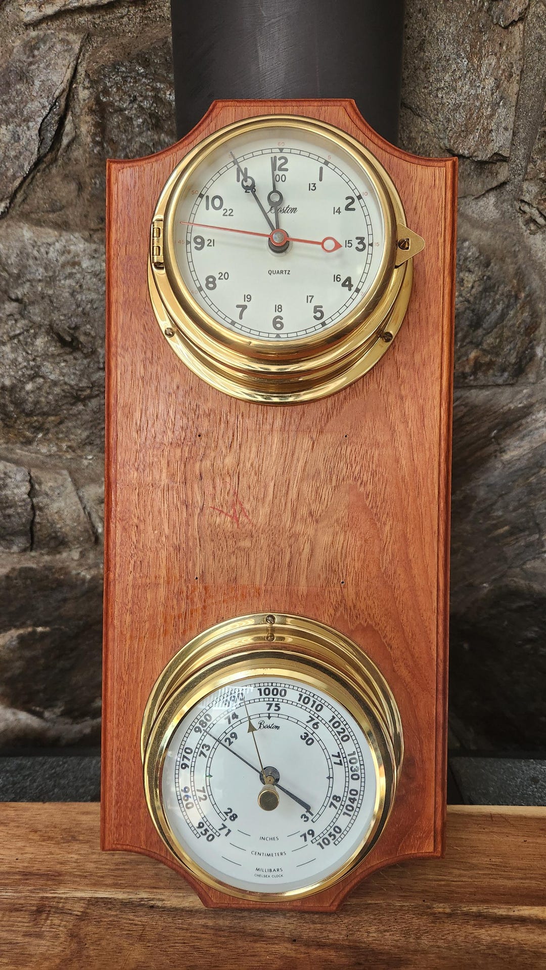 Vintage Boston Clock & Barometer Wall Plaque-vintage Boston Clock ...