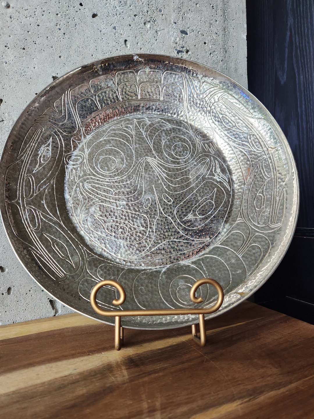 Vintage Hammered Aluminum Tray-indigenous Designed Tray-indigenous Art ...