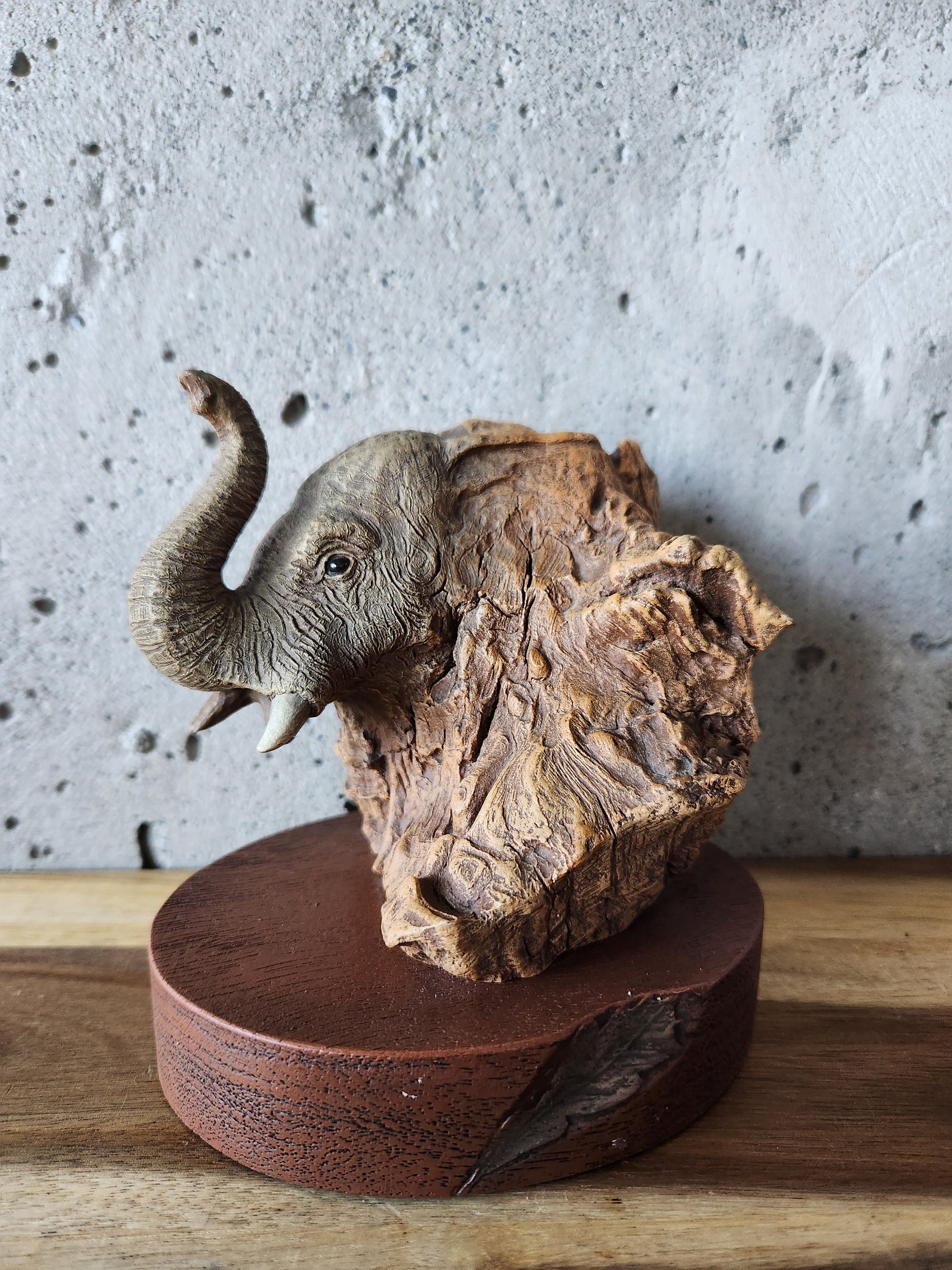 Vintage Rick Cain Wood Carved Elephant Sculpture-pathfinder Limited ...