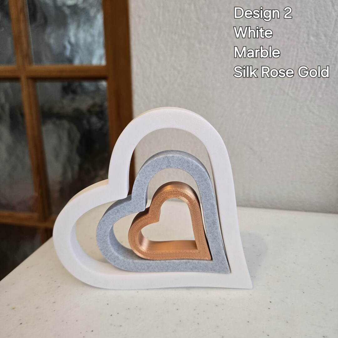 Set of 3 Heart Ornaments – Love Heart Decor – Freestanding Heart Home ...