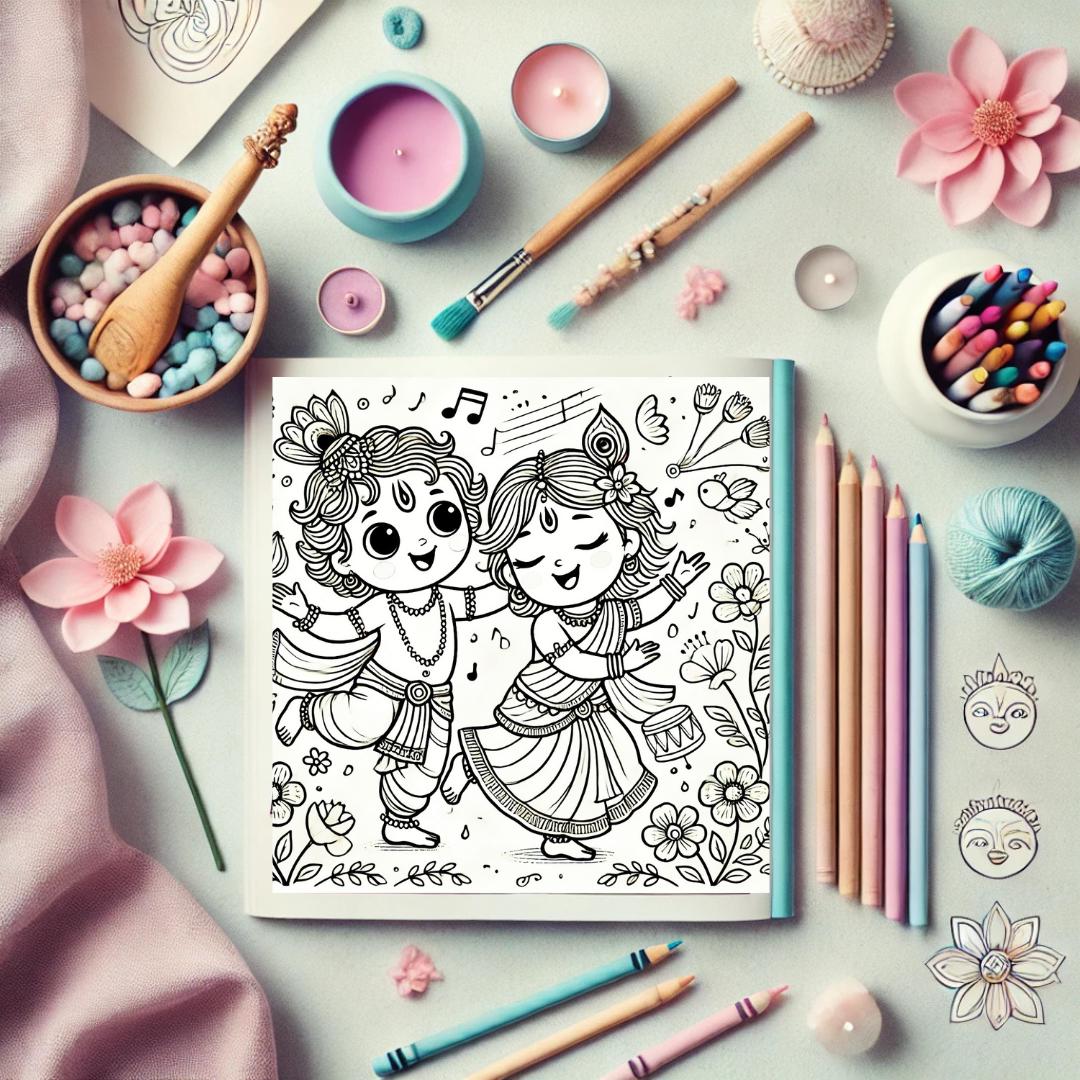 Krishna Colouring Pages for Kids – Printable Spiritual Activity Book ...