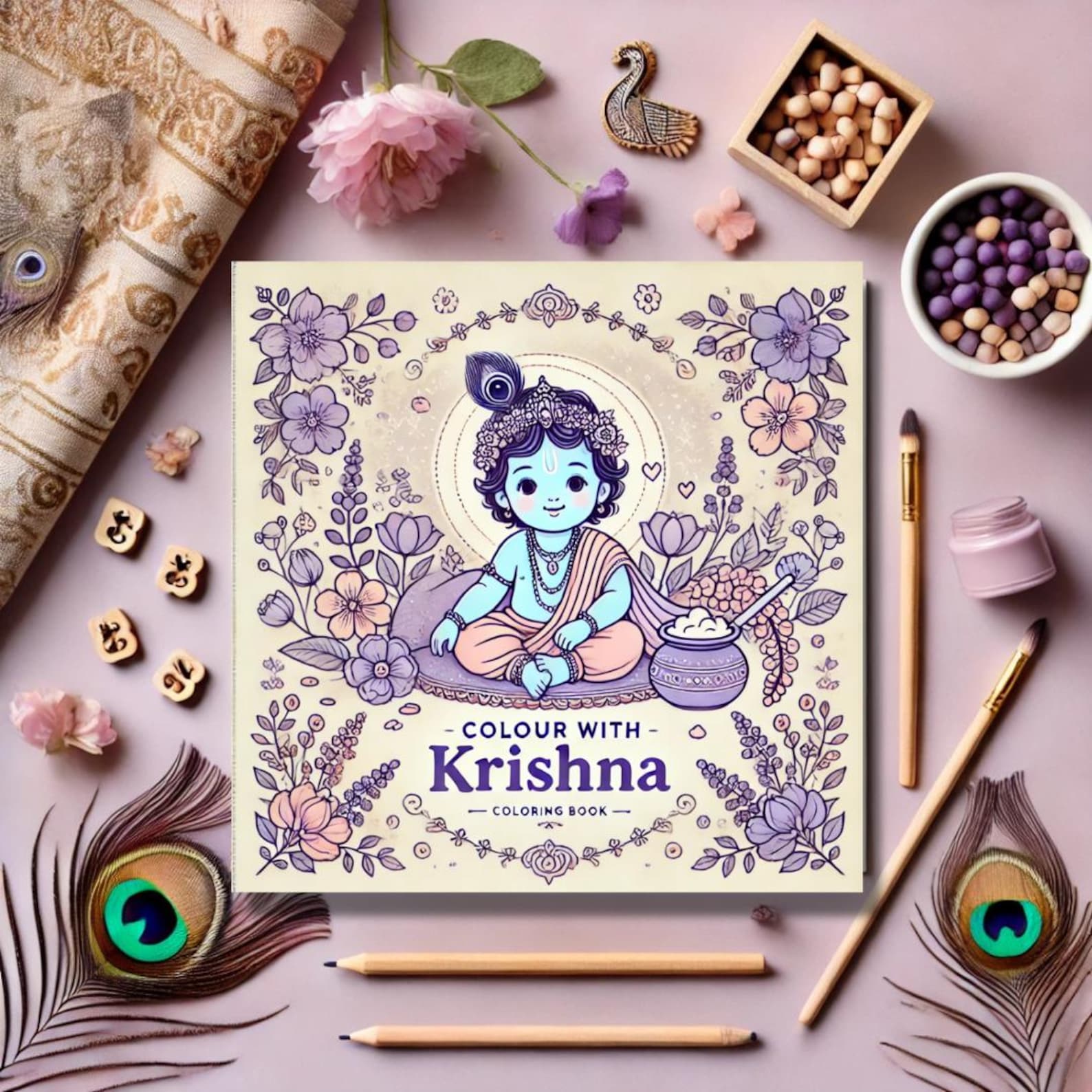 Krishna Colouring Pages for Kids – Printable Spiritual Activity Book ...