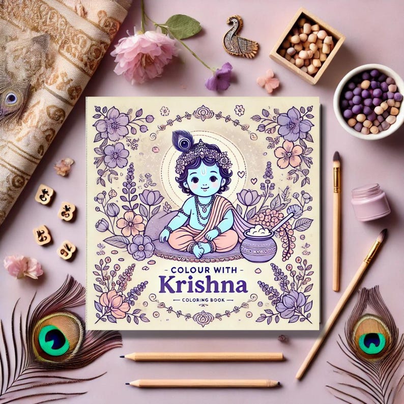 Krishna Colouring Pages for Kids – Printable Spiritual Activity Book ...