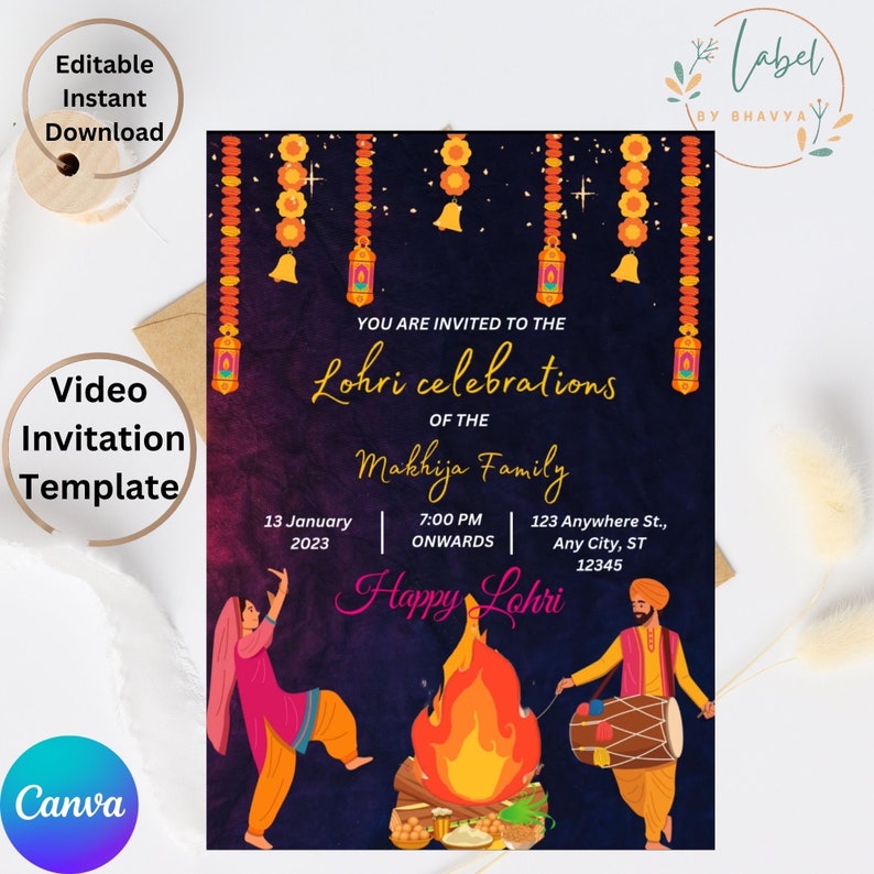 Editable Video Lohri Invitation,lohri Invite,1st Lohri Invitation,lohri ...