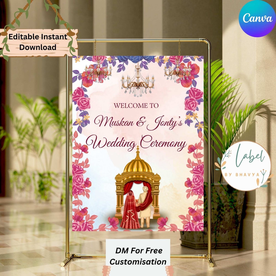 Editable Indian Wedding Welcome Sign Template,hindu Wedding Welcome ...